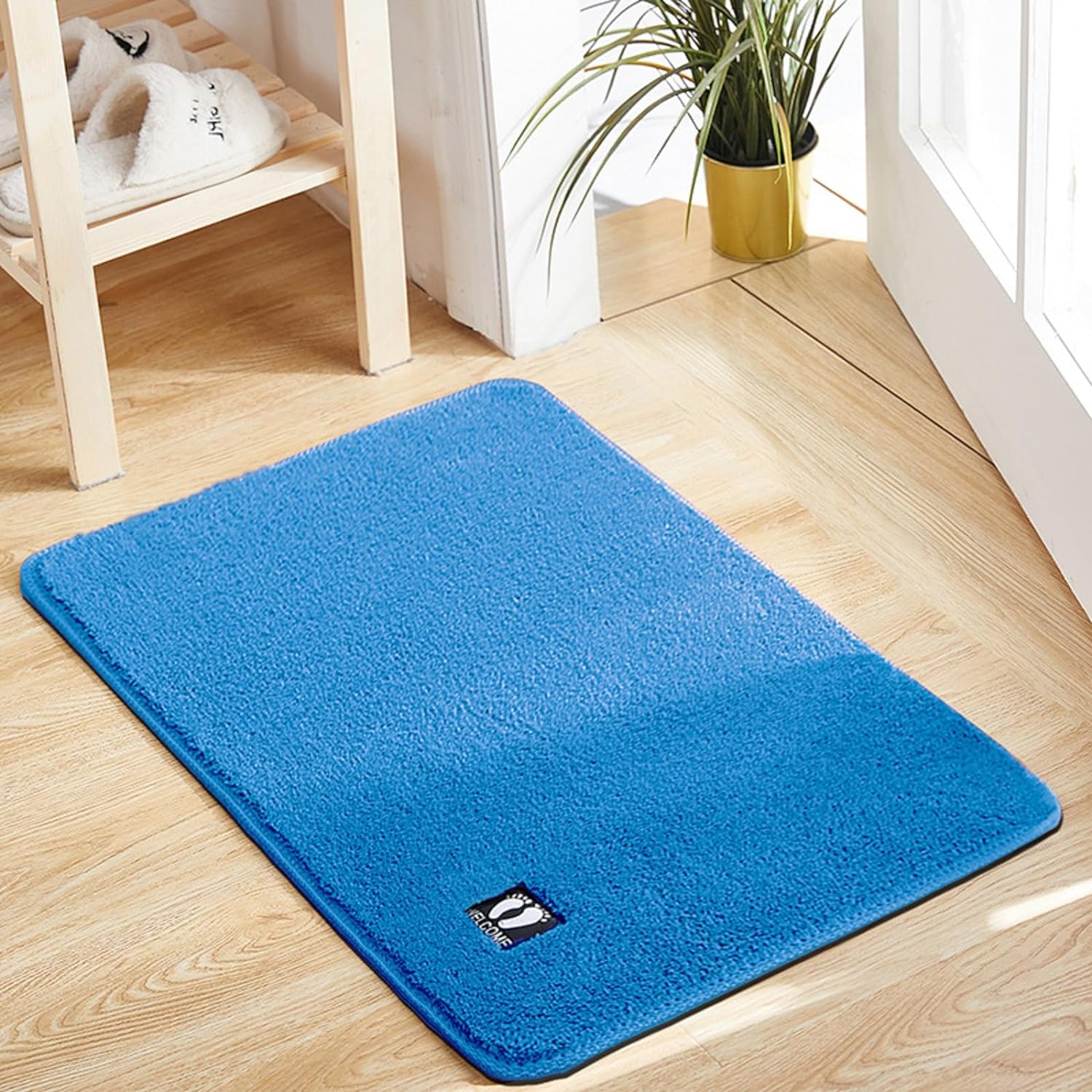 Blue Bath Rug 24"x17" Welcome Mats Outdoor Indoor Non-Slip Doormat with ...
