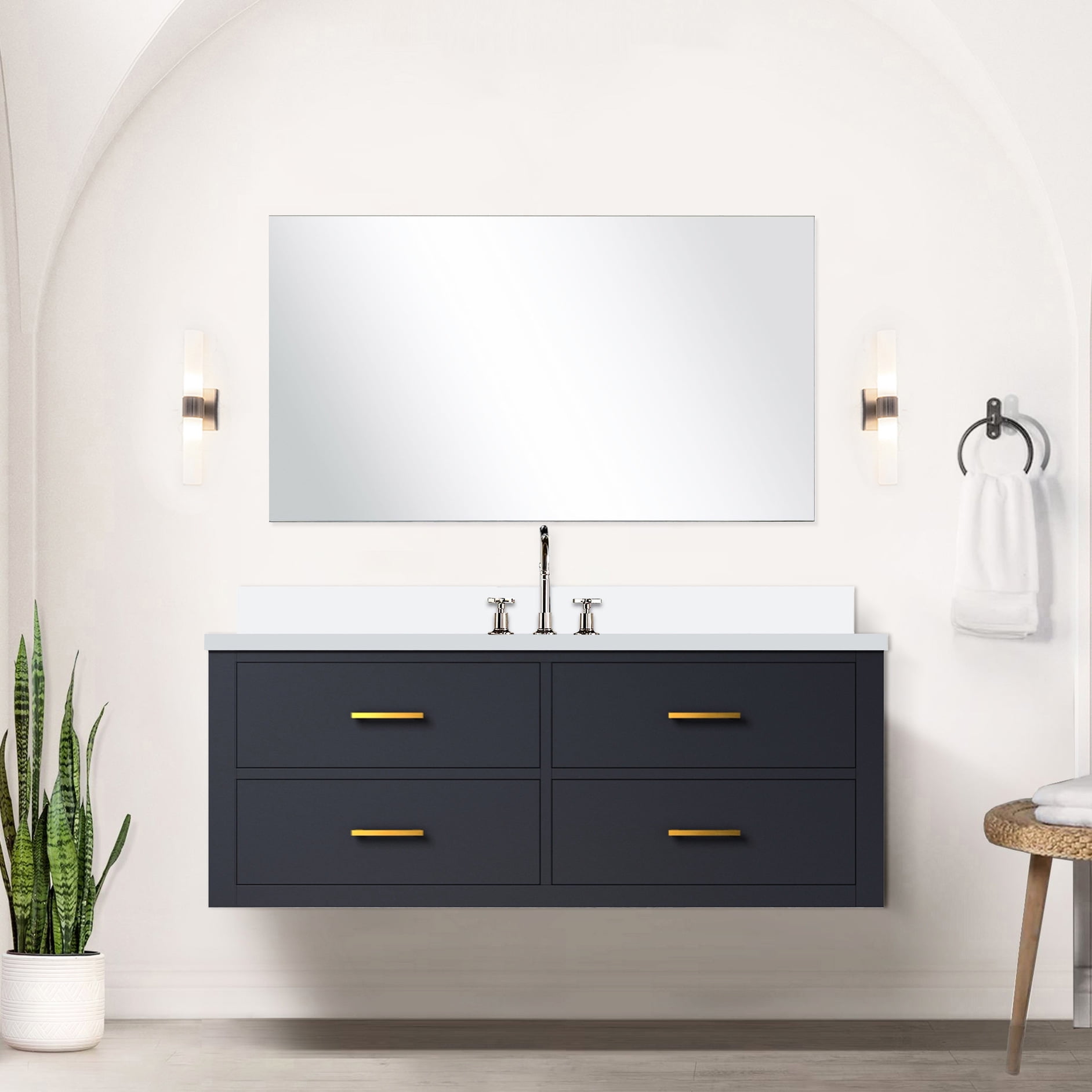 Blue Bath Vanity 48 In. W X 22 D, With Cultured Marble Countertop, 43 ...