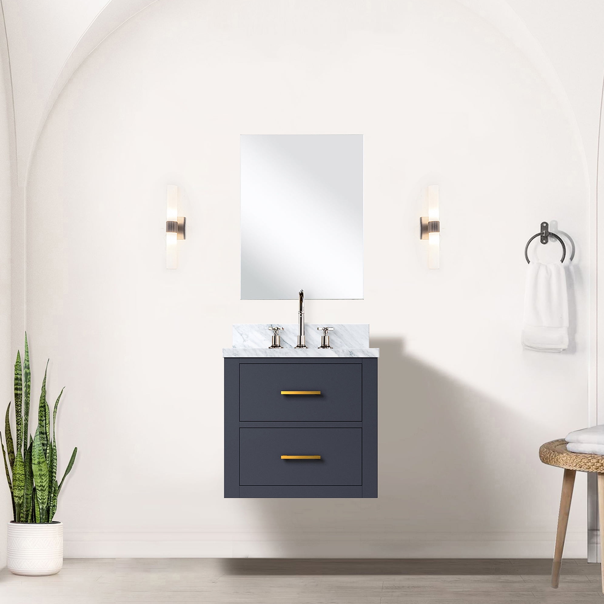 Blue Bath Vanity With 20 In. W X 18 D Acrylic Countertop And Bathroom ...