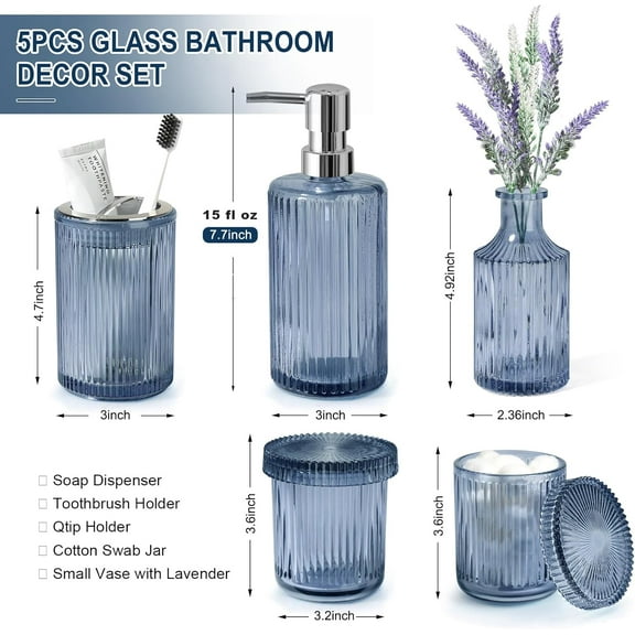 SOWEIS-Pink Bathroom Accessories Set 4PCS Glass Bathroom Accessories ...