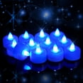 Blue Battery Operated Tea Lights, 24 Pack Long Lasting Fake Candles ...