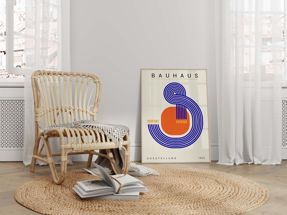 Blue Bauhaus Art Print: Mid-Century Modern Wall Decor #1402, Unframed ...