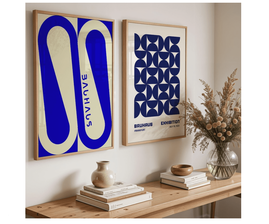 Blue Bauhaus Frankfurt Poster, Bold Geometric Wall Art Home Decor ...