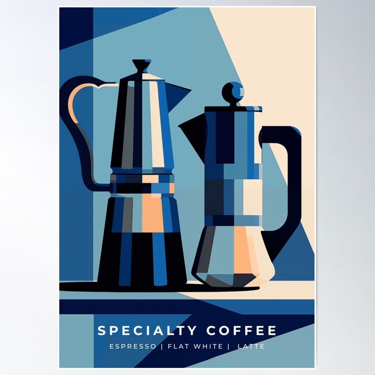 Blue Bauhaus Specialty Coffee Poster Poster Wall Art, Modern Wall Decor ...