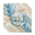 Blue Beach Coastal Cloth Napkins, Summer Starfish Nautical Shell ...