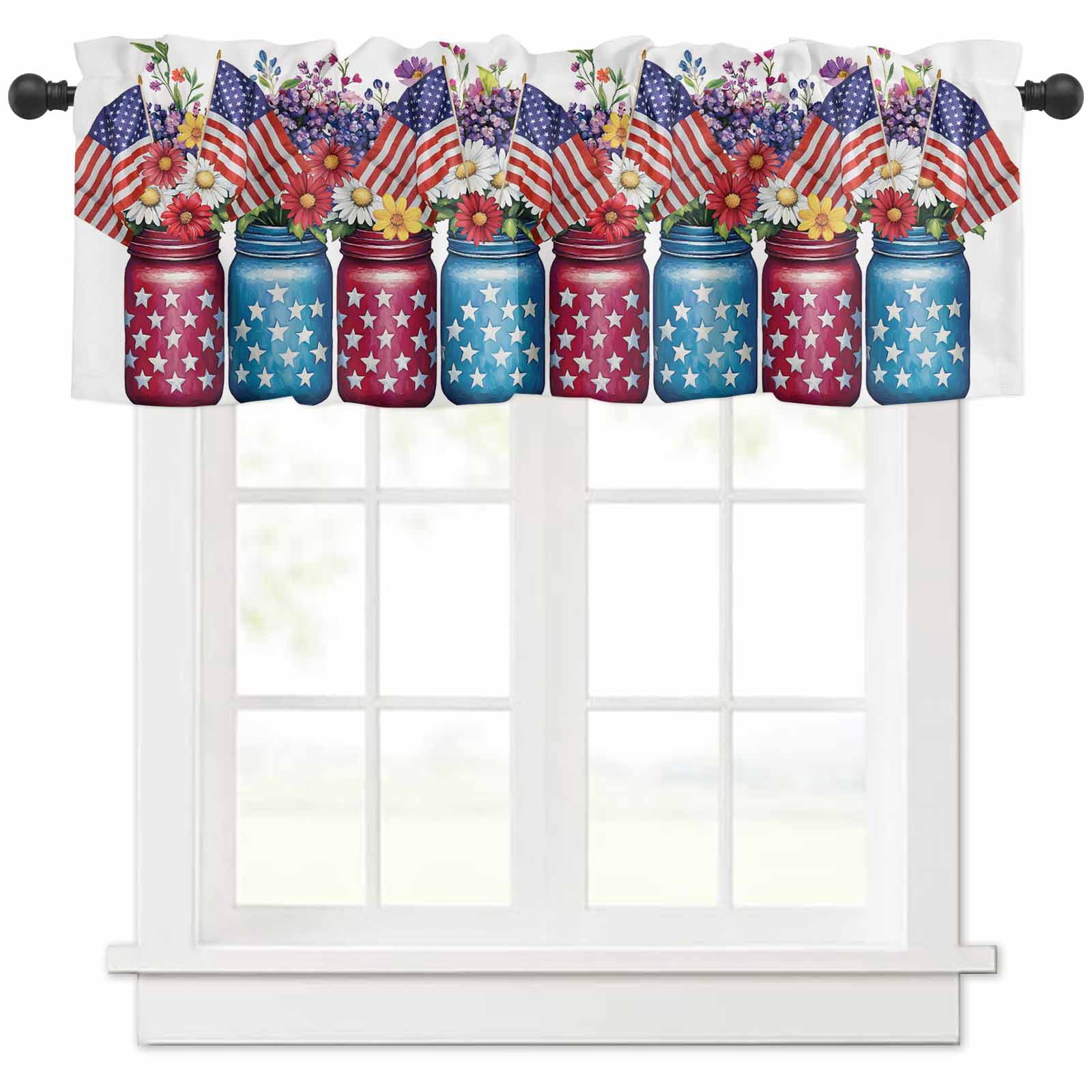 Blue Beach Coastal Valances for Windows Farmhouse Kitchen Curtains ...