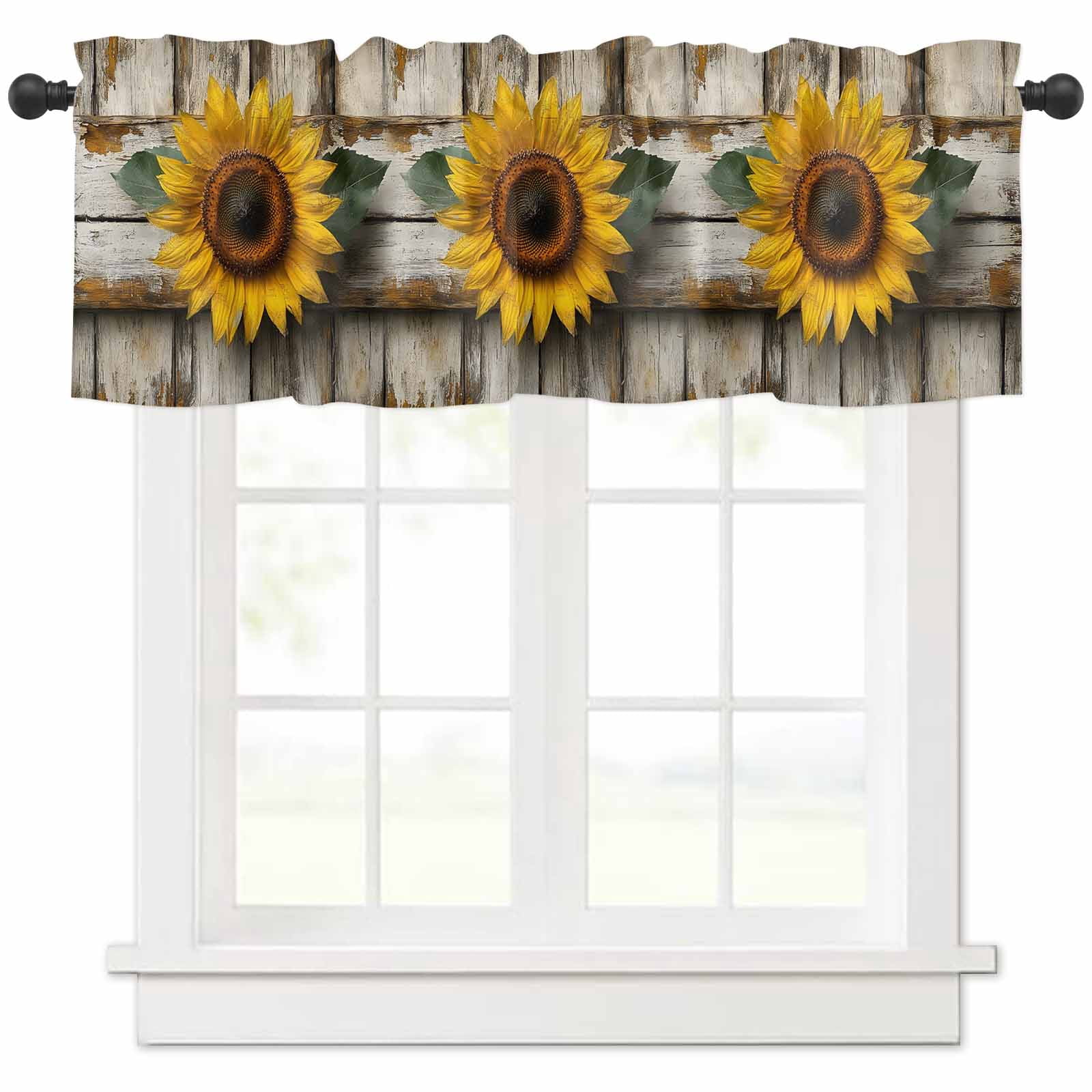 Blue Beach Coastal Valances for Windows Farmhouse Kitchen Curtains ...
