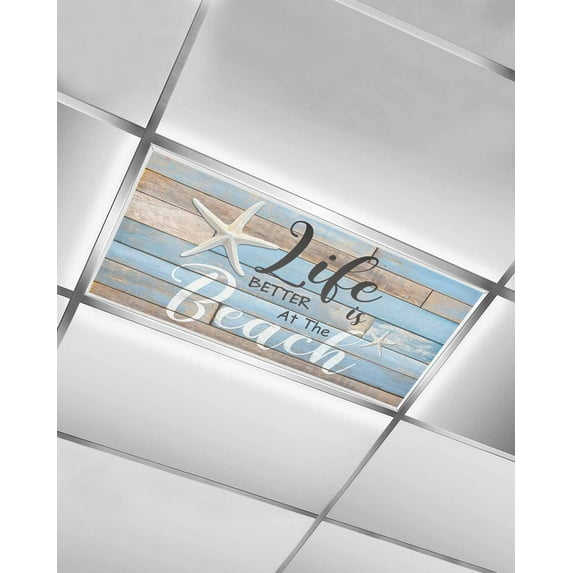 Blue Beach Fluorescent Light Covers for Ceiling Lights 4x2 feet,1 Pack Magnetic Light Filters ...