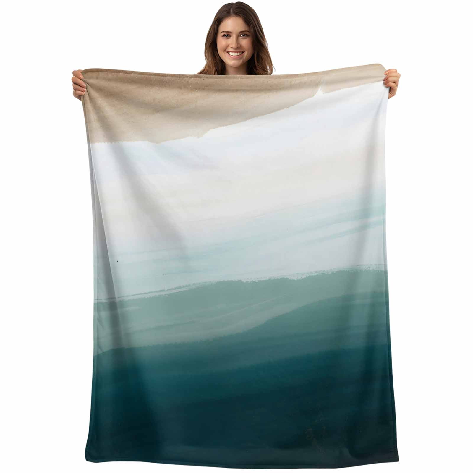 Blue Beach Gradient Blanket Soft Cozy Warm Twin Blanket for Bed, Plush ...