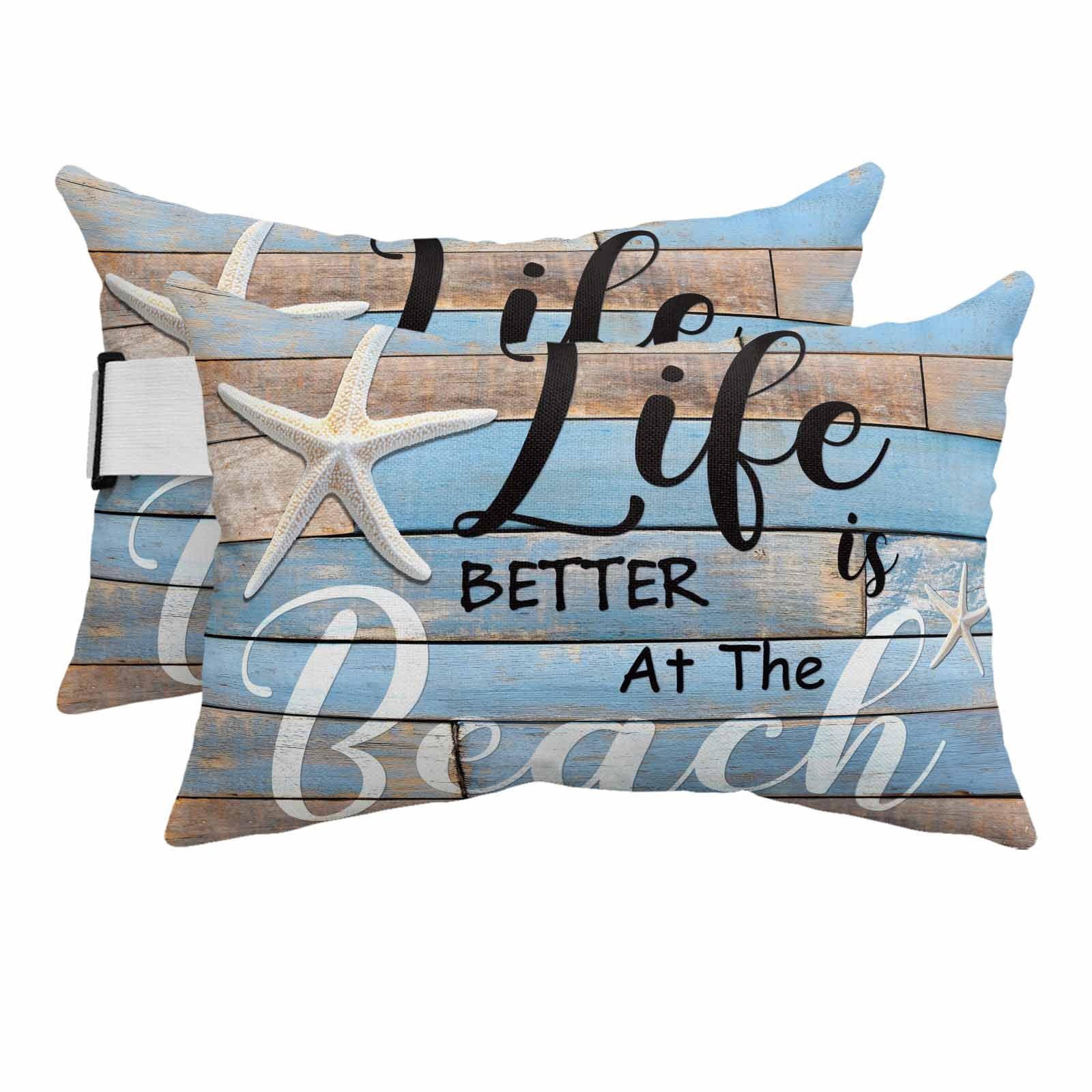 Blue Beach Outdoor Pillows for Chaise Lounge Chair Beach Headrest ...