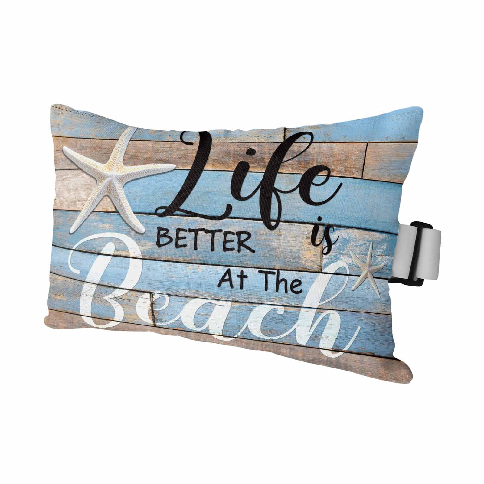 Blue Beach Outdoor Pillows for Chaise Lounge Chair Waterproof Lumbar ...