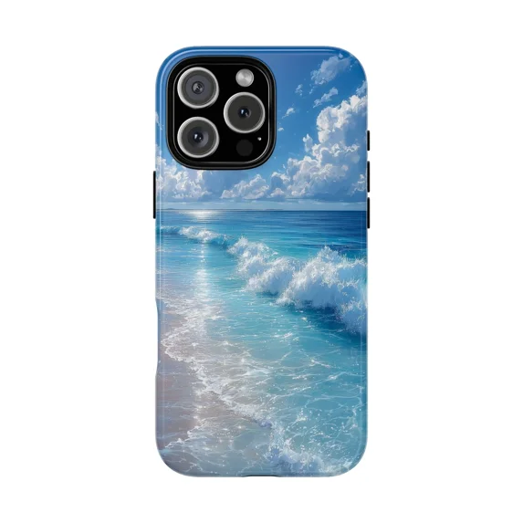 Blue Beach Peaceful Wave Art Phone Case for iPhone Case 17 11 12 13 14 15 16 Pro Max - Walmart.com