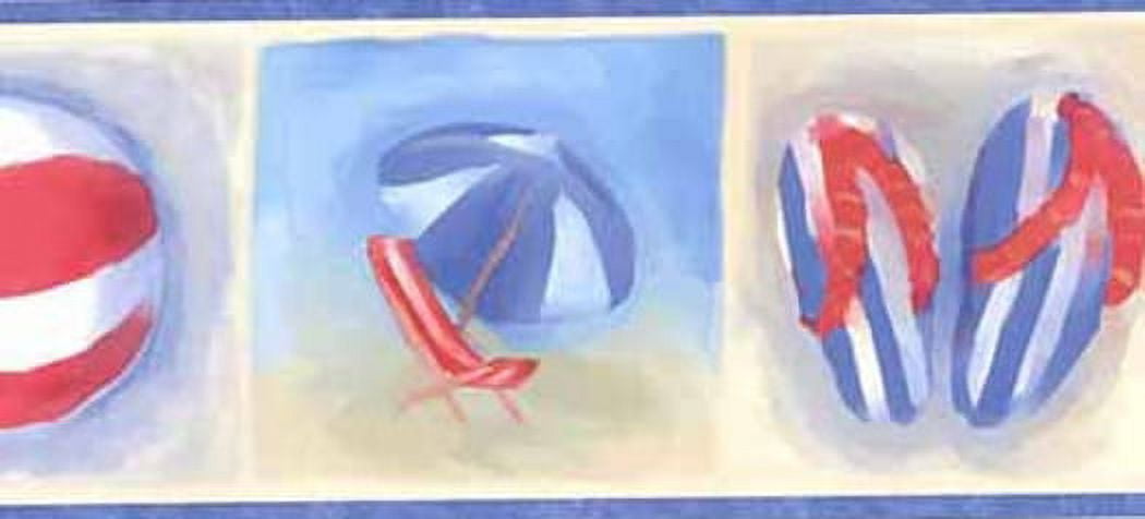 Blue Beach Scene Wallpaper Border - Chesapeake - Walmart.com