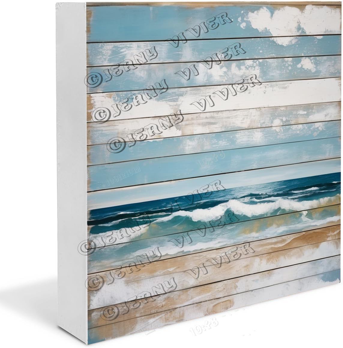 Blue Beach Sea Ocean Landscape Wooden Box Sign Retro Summer Sign for ...