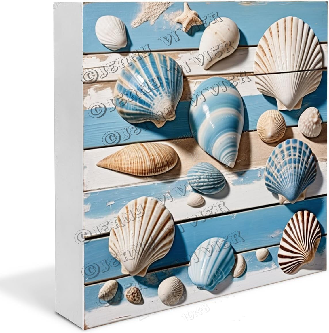 Blue Beach Seashells Wooden Box Sign Gifts for Men Shabby Summer Sign ...