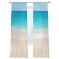 Blue Beach Sheer Curtains 96 Inches Long 2 Panels, Coastal Ocean Wave ...