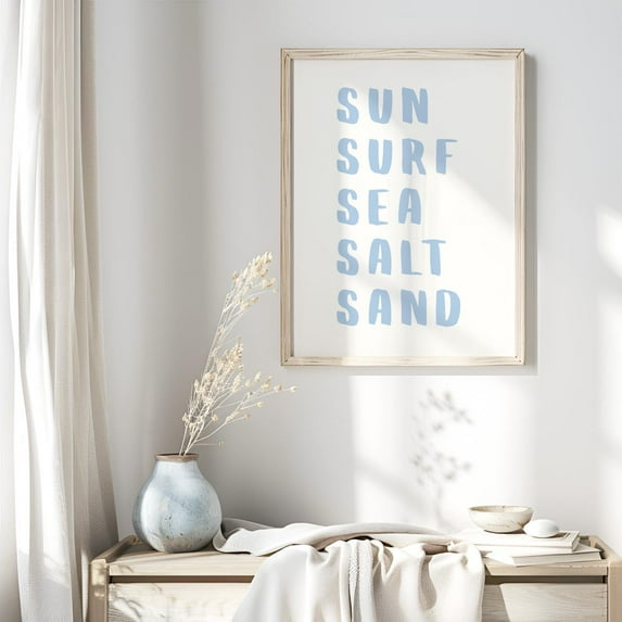 Blue Beach Wall Art, Sun Surf Sea Salt Sand Poster, Coastal Wall Art ...