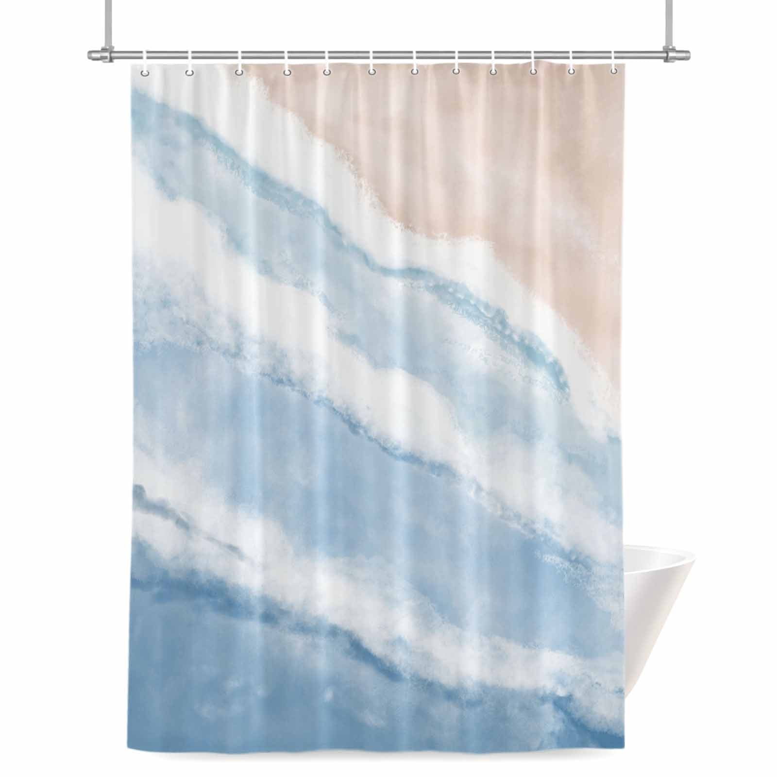Blue Beach Waves Shower Curtains for Bathroom, Nautical Coastal ...