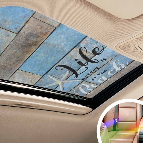Blue Beach Window Privacy Film Rainbow Static Cling Stain Glass Window ...