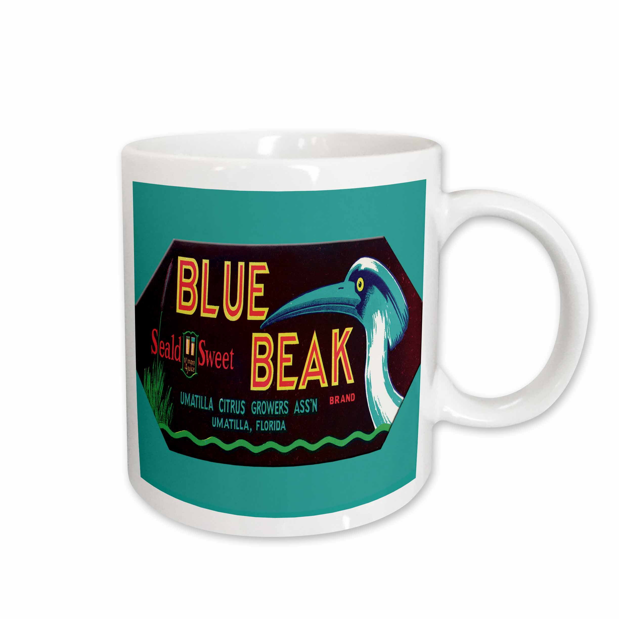 Blue Beak Brand Citrus Growers Florida with a Great Blue Heron 15oz Mug ...