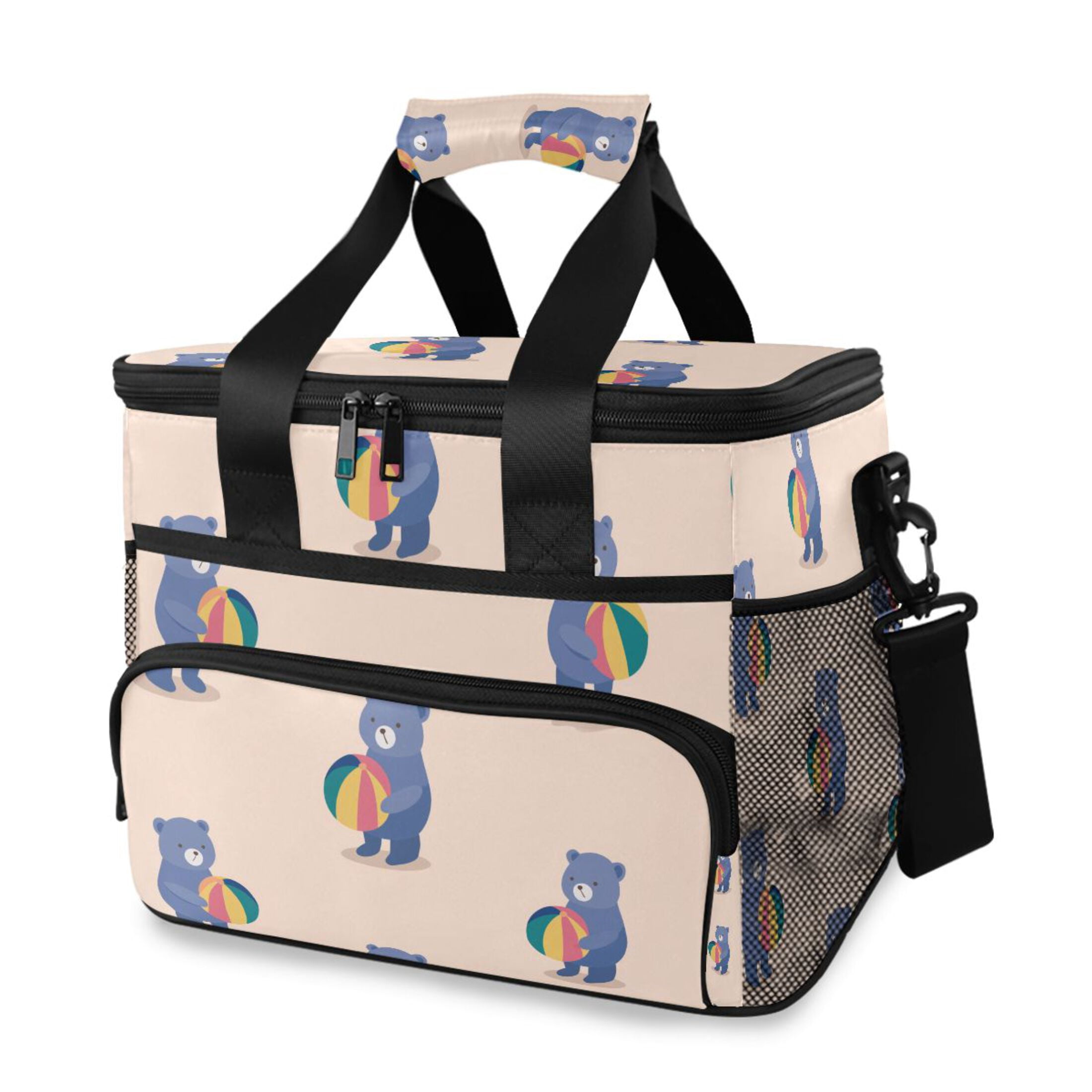 Blue Bear Play Beach Balls Cartoon Portable Cooler Lunch Box Reusable ...