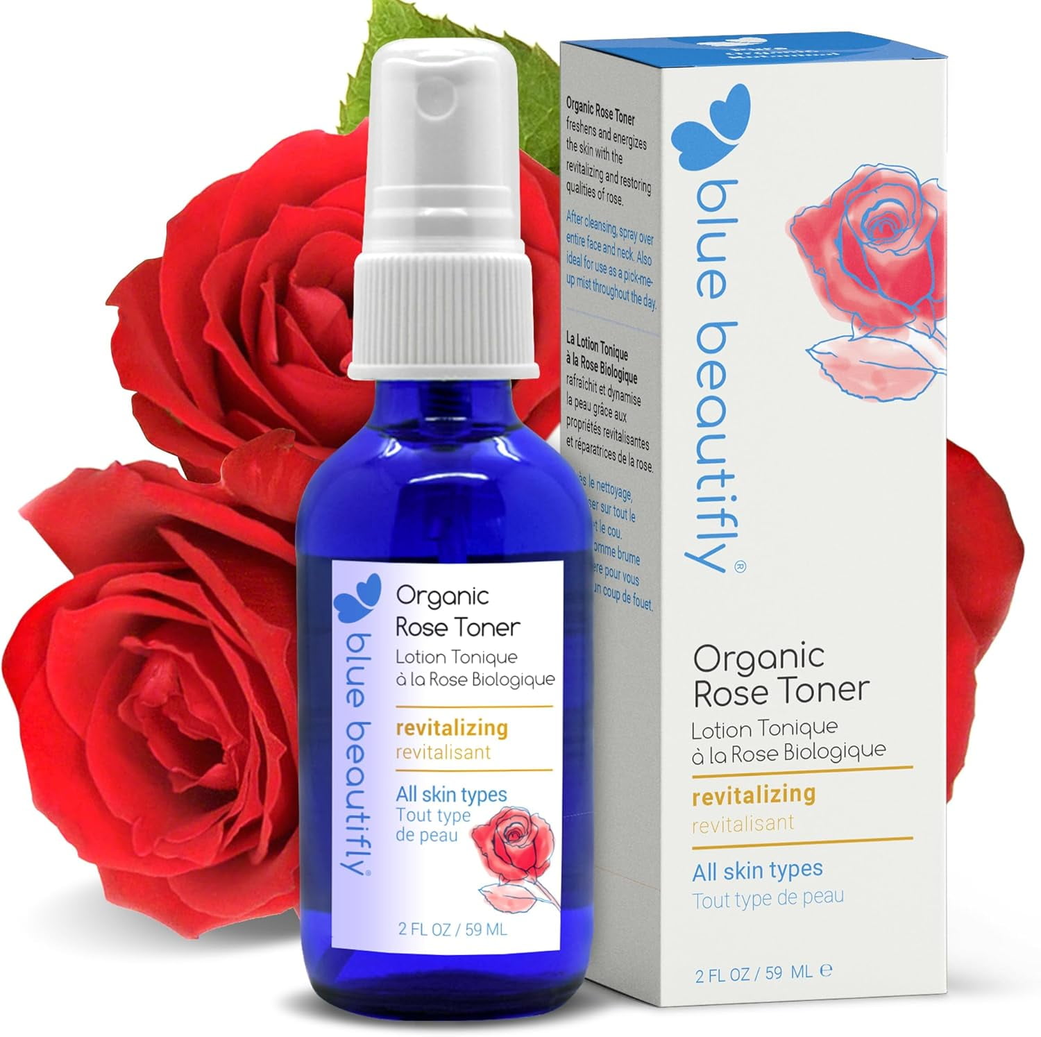Blue Beautifly USDA Certified Organic Rose Water Spray for Face ...