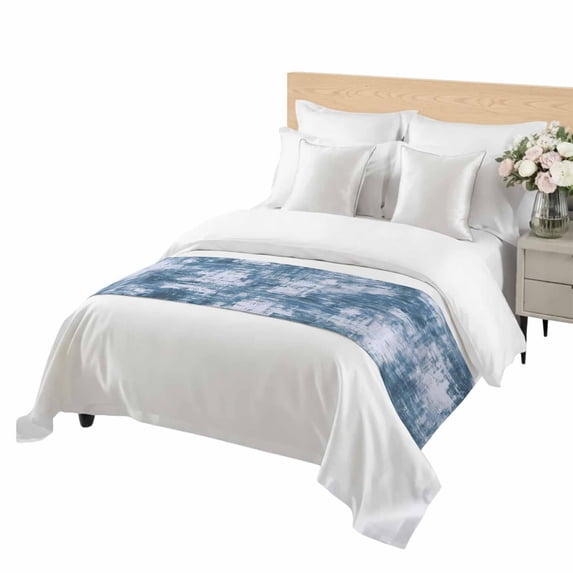 Blue Bed Runner Twin Size Modern Abstract Gradient Blue Geometric ...