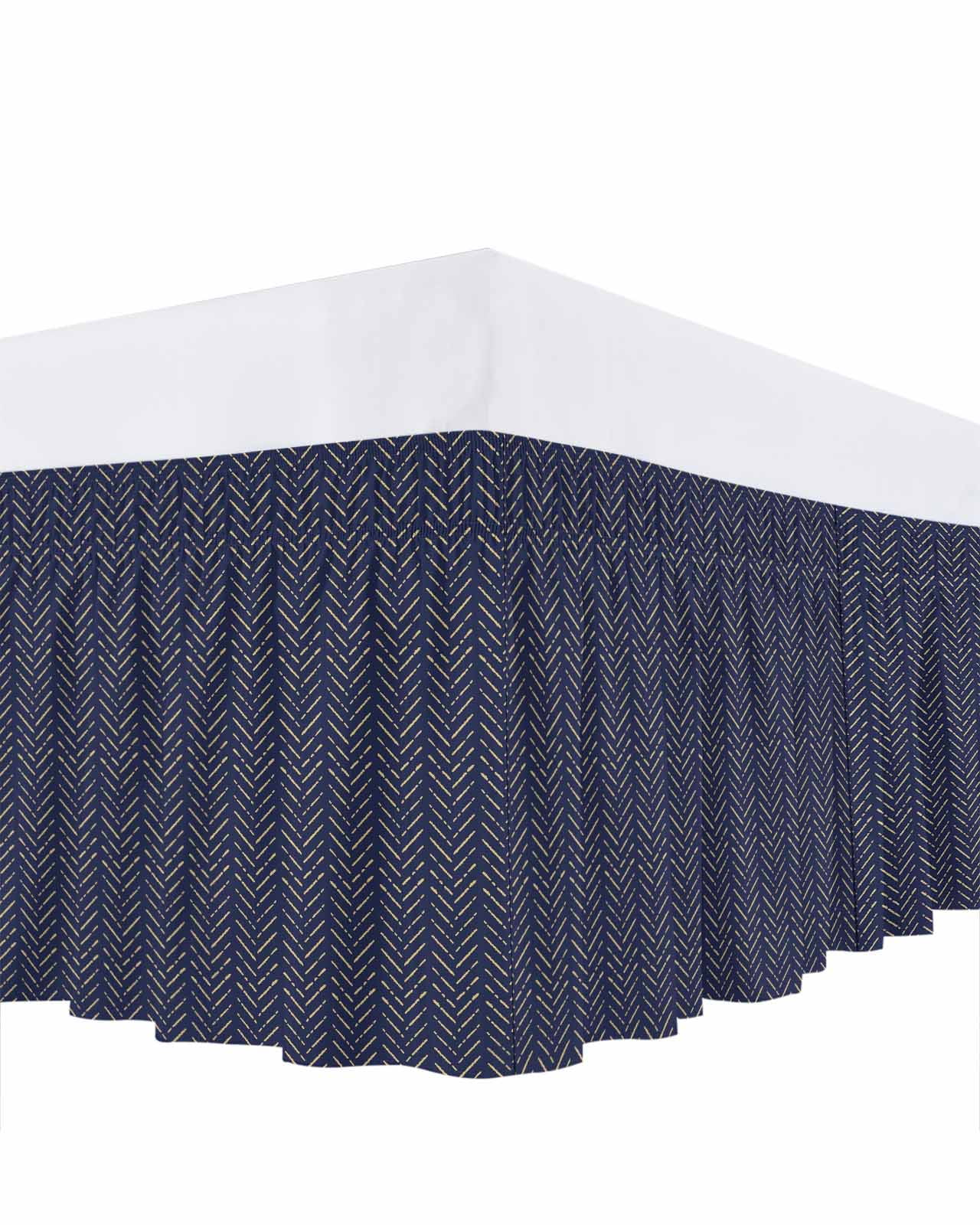 Blue and Bed Skirt King Size 18" Drop Yellow Striped Geometric Ruffled ...