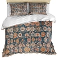 Blue Bedding 3 Piece Duvet Cover Set Full Size, Ethnic Modern Geometric ...