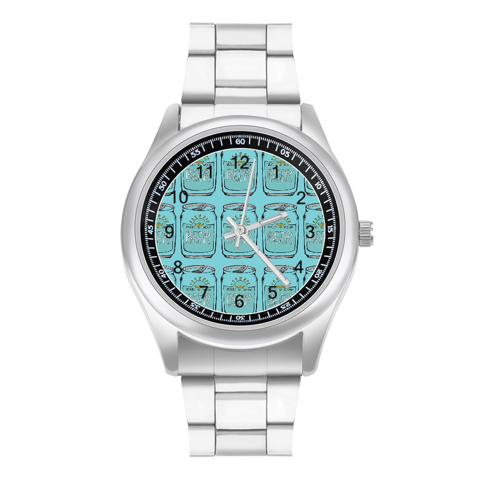 Blue, Beer Wrist Watches for Men Metal Band Watch Fashion Three-Hand ...