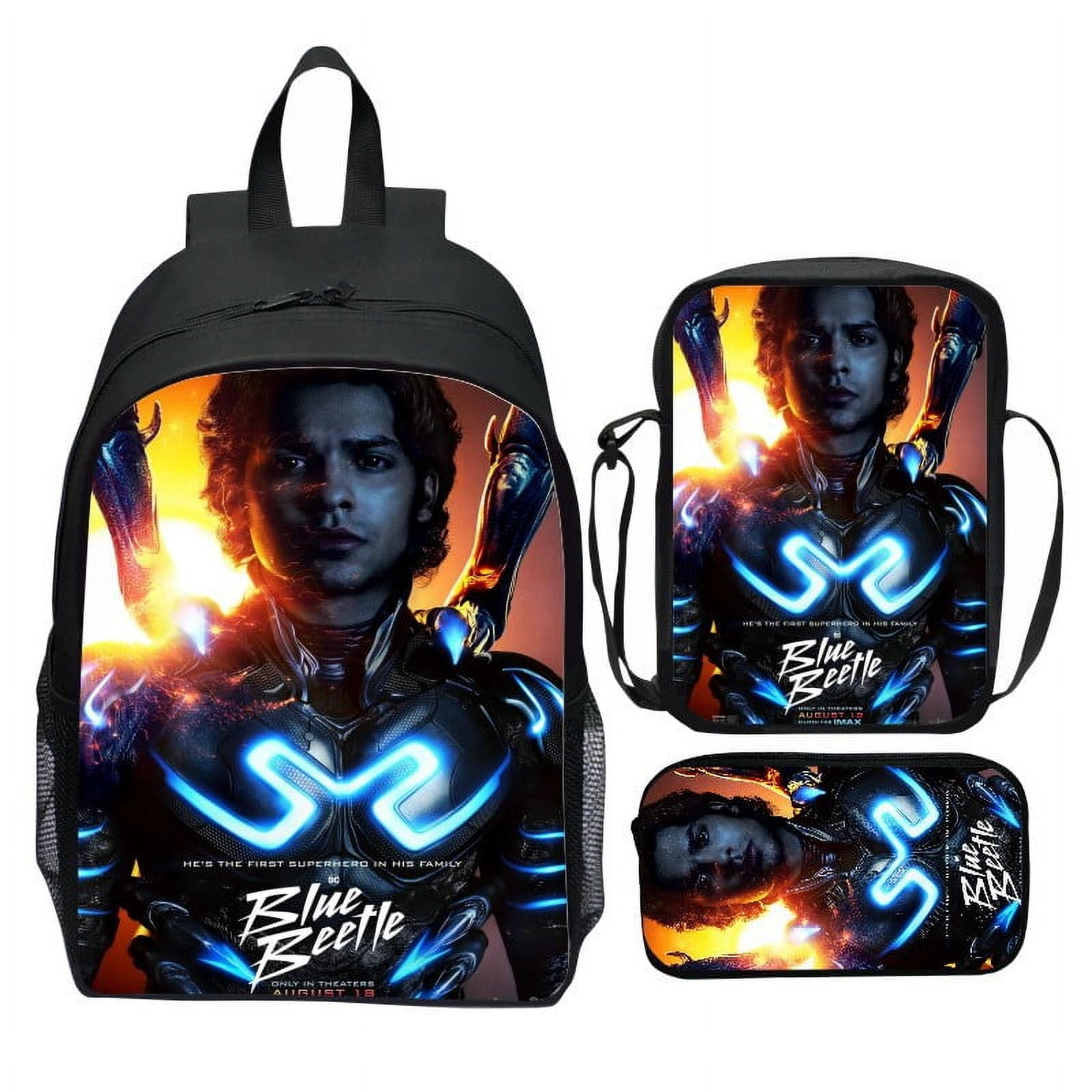 Blue Beetle Anime Backpacks Sets, Cartoon Laptop Backpack with Lunch ...