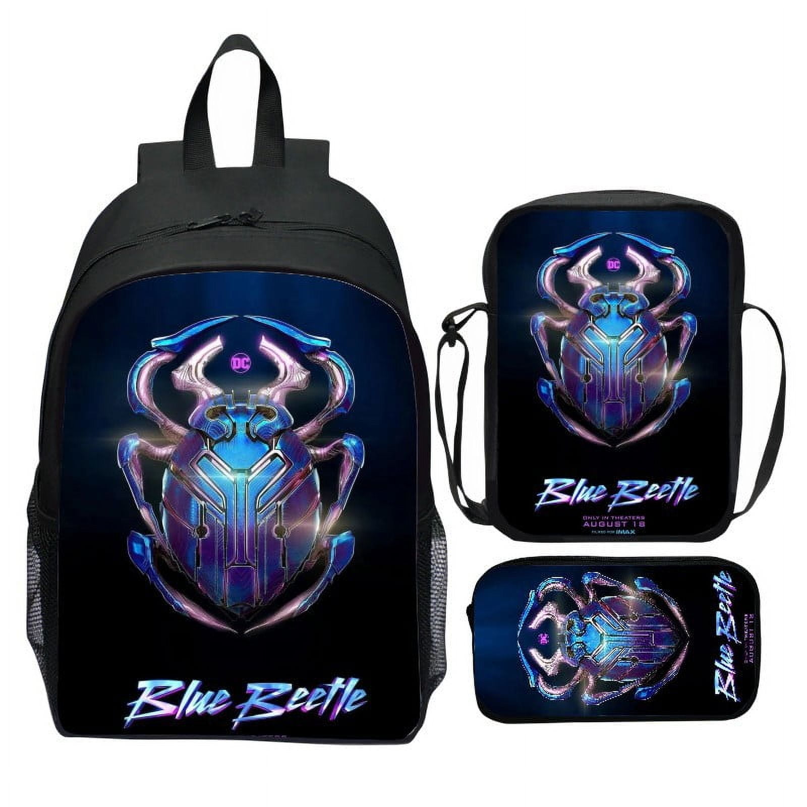 Blue Beetle Anime Backpacks Sets, Cartoon Laptop Backpack with Lunch ...
