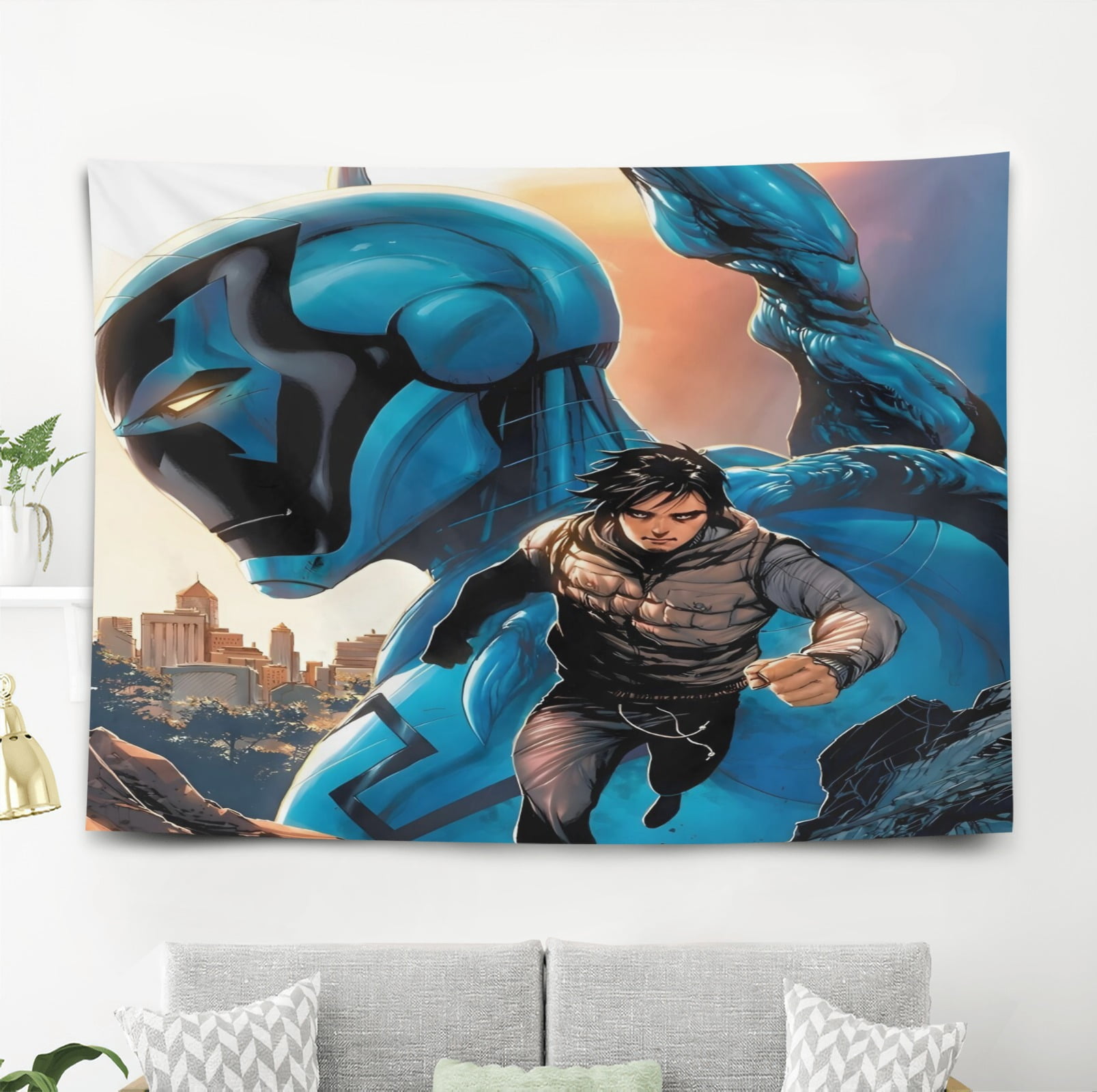 Blue Beetle Pattern Wall Hanging 50*60 Inches High-Quality Peach Skin ...