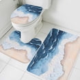 Blue Beige Bathroom Rugs Set Ombre Ocean Abstract Sea Wave Beach Sand ...