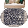 Blue Beige Boho Round Rug 5ft Washable Circle Kitchen Rugs Non Slip ...