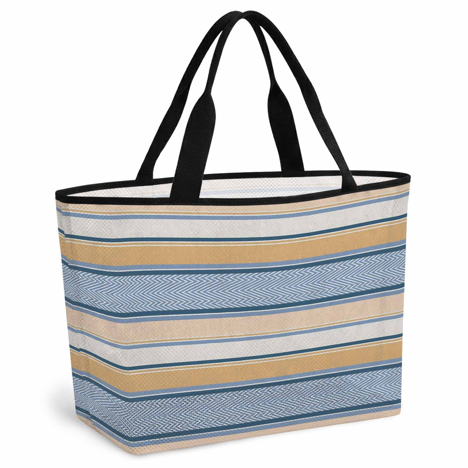 Blue Beige Brown Beach Bag for Women, Large Breathable Mesh Beach Tote ...