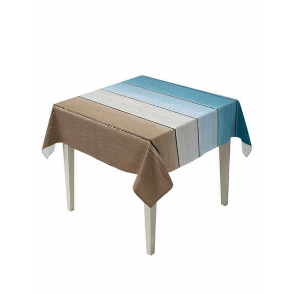 Blue Beige Brown Table Cloth, Country Retro Gradient Wooden Grain ...