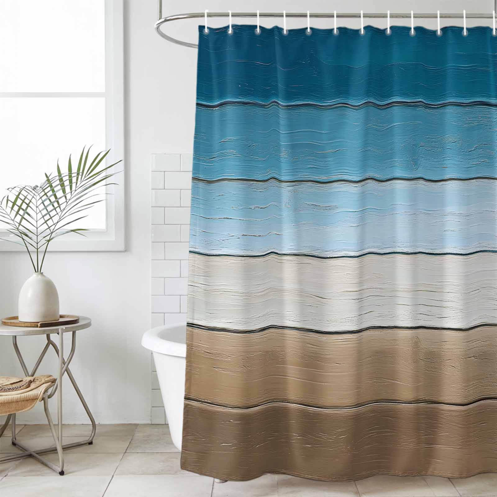 Blue And Tan Shower Curtain