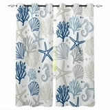 Blue Beige Coastal Blackout Curtains 72 Inches Long, Summer Beach ...