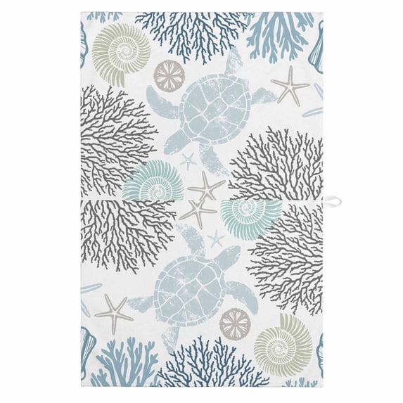 Blue Beige Coastal Turtle 1 Pack Kitchen Towel, Water Absorbent Dish ...