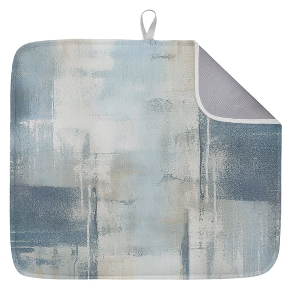 Blue Beige Dish Drying Mat for Kitchen Counter,Oil Painting Abstract ...