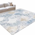Blue Beige Floral Washable Rug 3x5 Area Rug for Living Room Bedroom Non ...