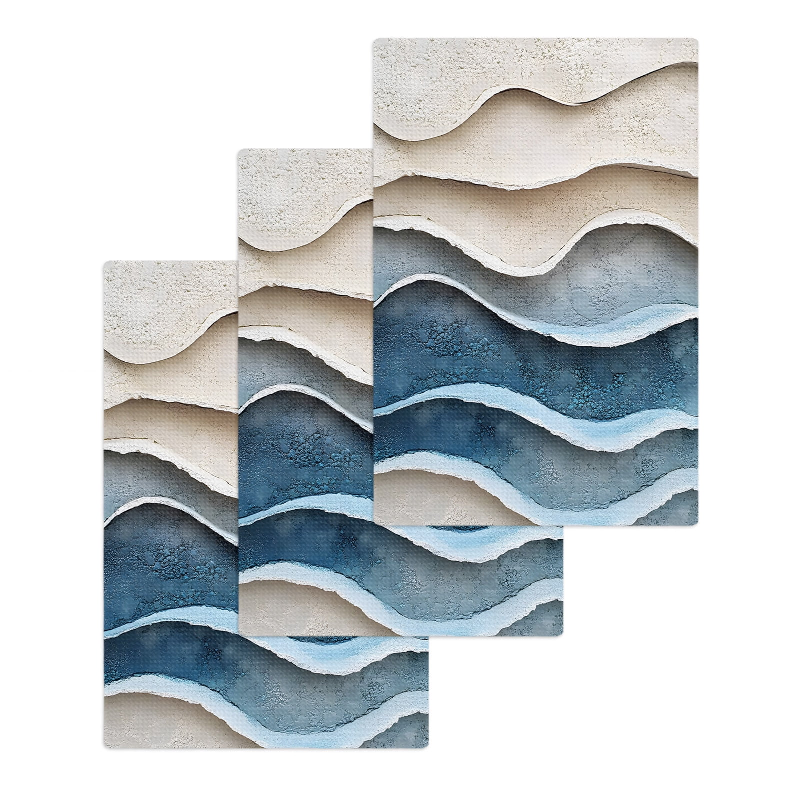 Blue Beige Kitchen Dish Towels for Drying Dishes Set of 3, Coastal ...