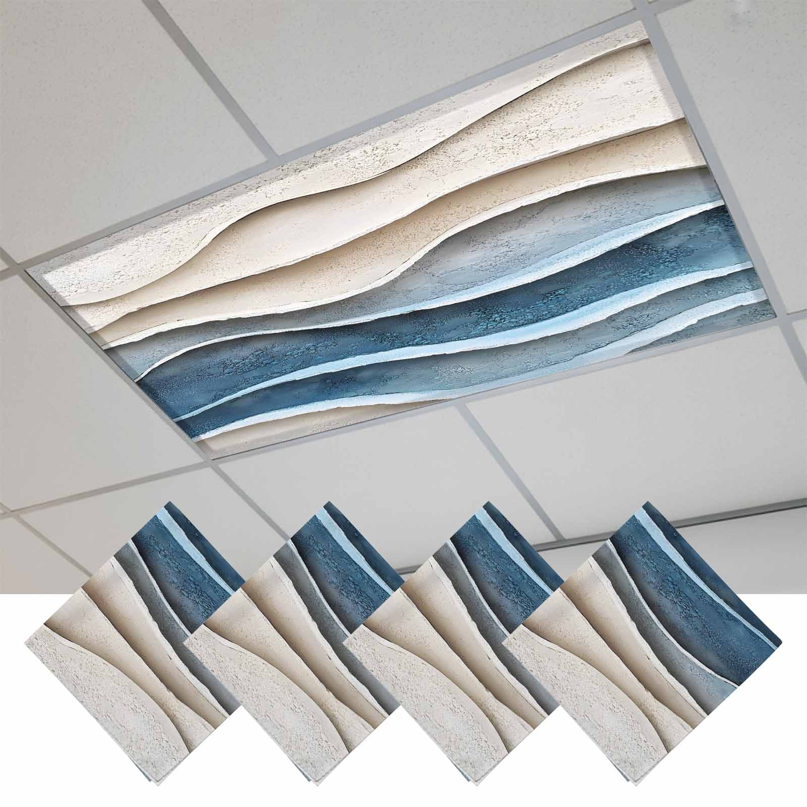 Blue Beige Magnetic Fluorescent Light Covers for Ceiling Lights 2 x 4 ...