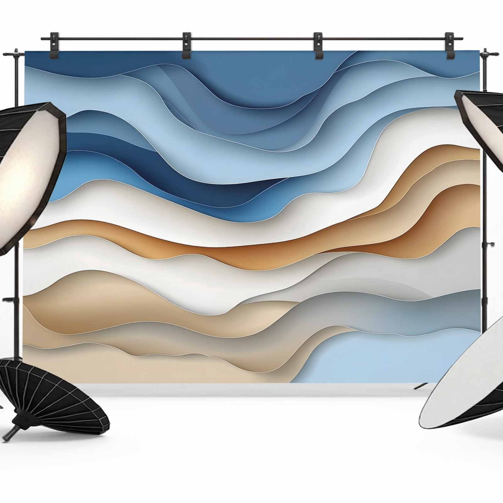 Blue Beige Moire Backdrop for Photography, Fabric Photo Background ...