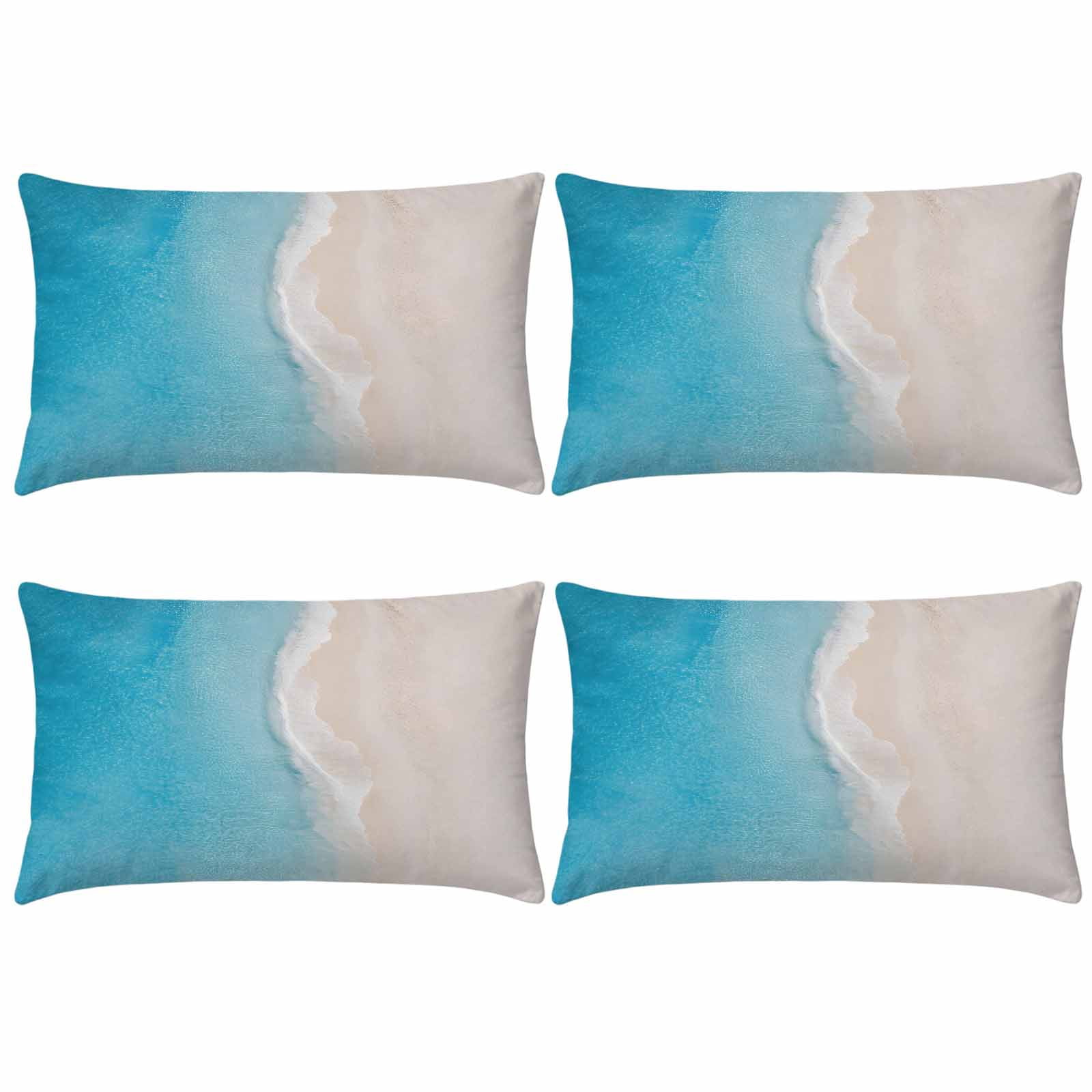 Blue Beige Ombre Coastal Lumbar Pillow Covers 12 x 20 Inch Pillow ...