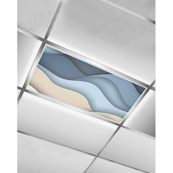 Blue Beige Ombre Fluorescent Light Covers for Ceiling Lights 4x2 feet,1 ...