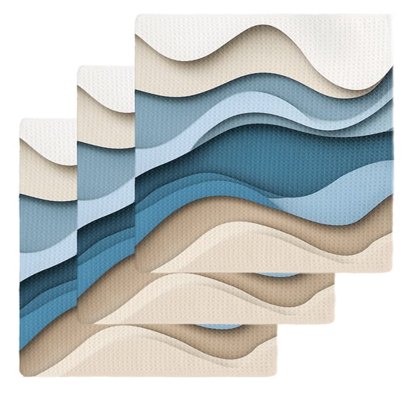 Blue Beige Ombre Kitchen Dish Towels for Drying Dishes Set of 3 ...