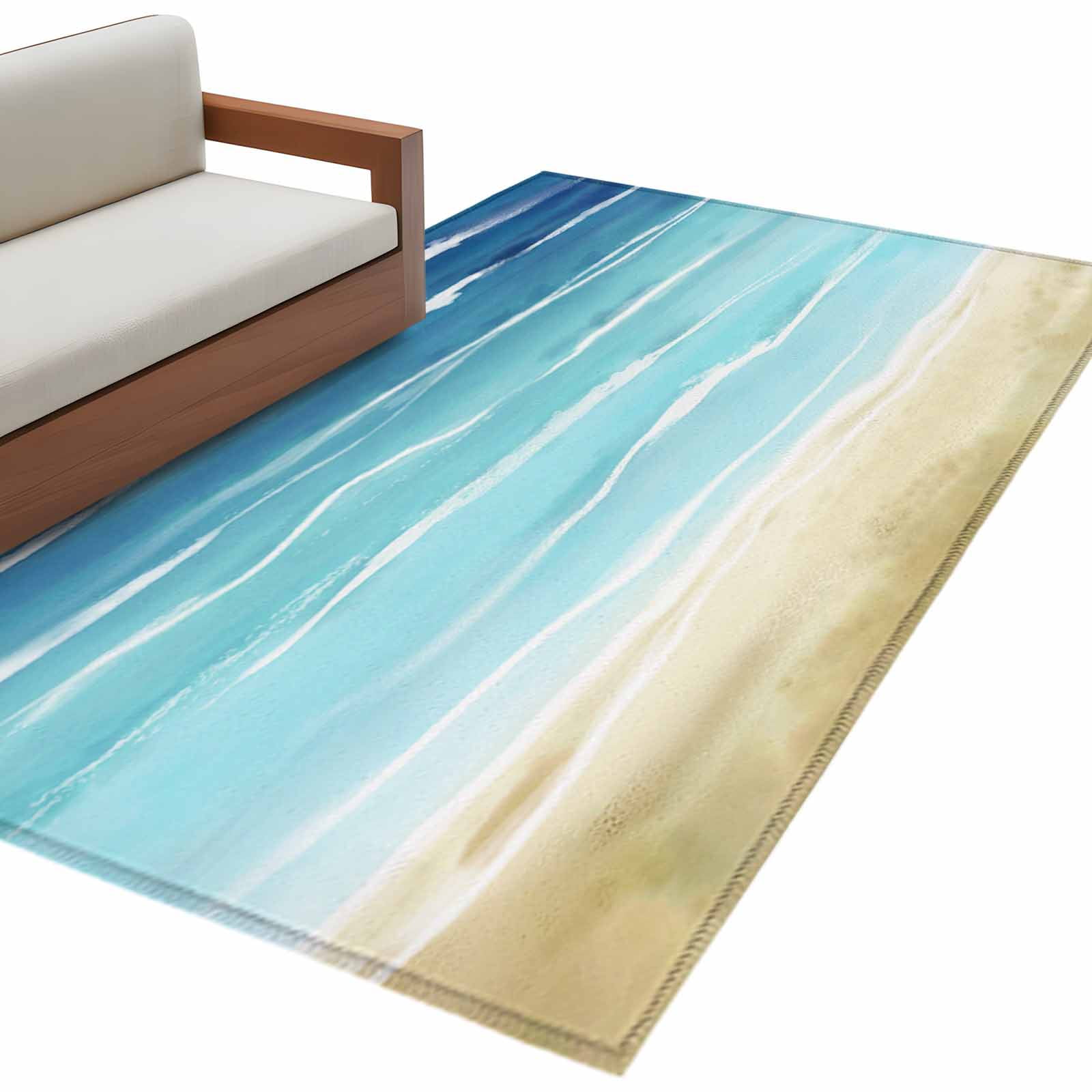 Blue Beige Ombre Large Area Rugs for Bedroom Living Room, Soft Non Slip ...