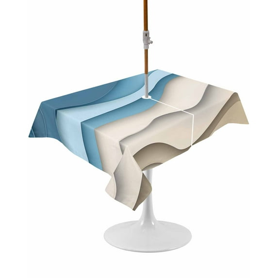 Blue Beige Ombre Rectangle Outdoor Tablecloth, Waterproof Table Cloth ...